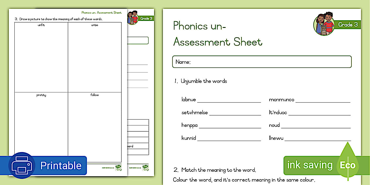 Prefix un- Words | Assessment Sheet | South Africa - Twinkl