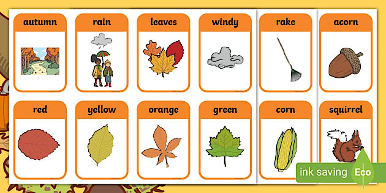 Editable Autumn Flash Cards (teacher made) - Twinkl