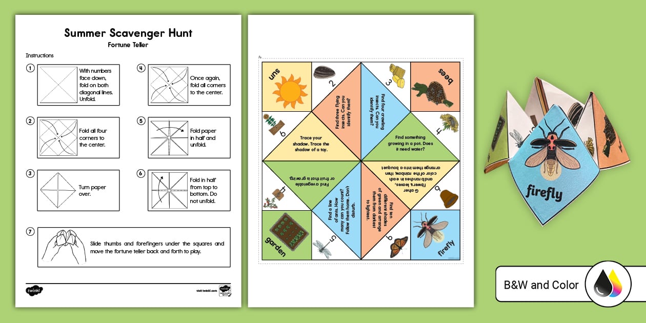 Summer Scavenger Hunt Fortune Teller (teacher made) - Twinkl