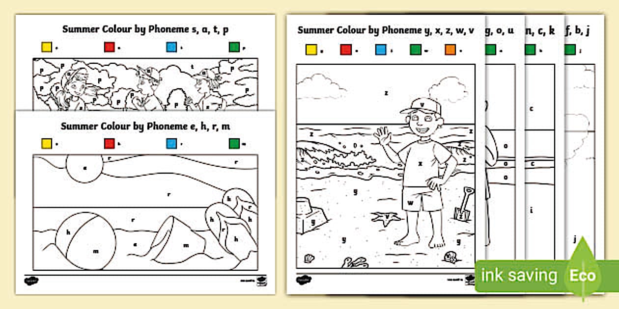 Summer Colour by Phoneme Pack (teacher made) - Twinkl