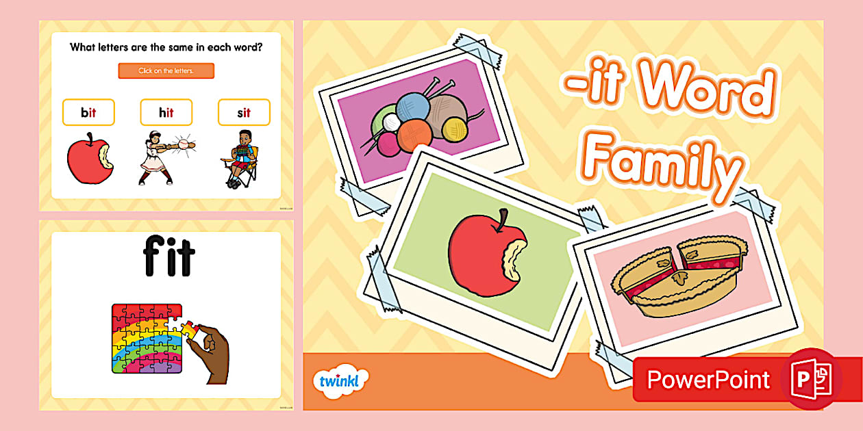 Word Families: -it Words PowerPoint for K-2nd Grade - Twinkl