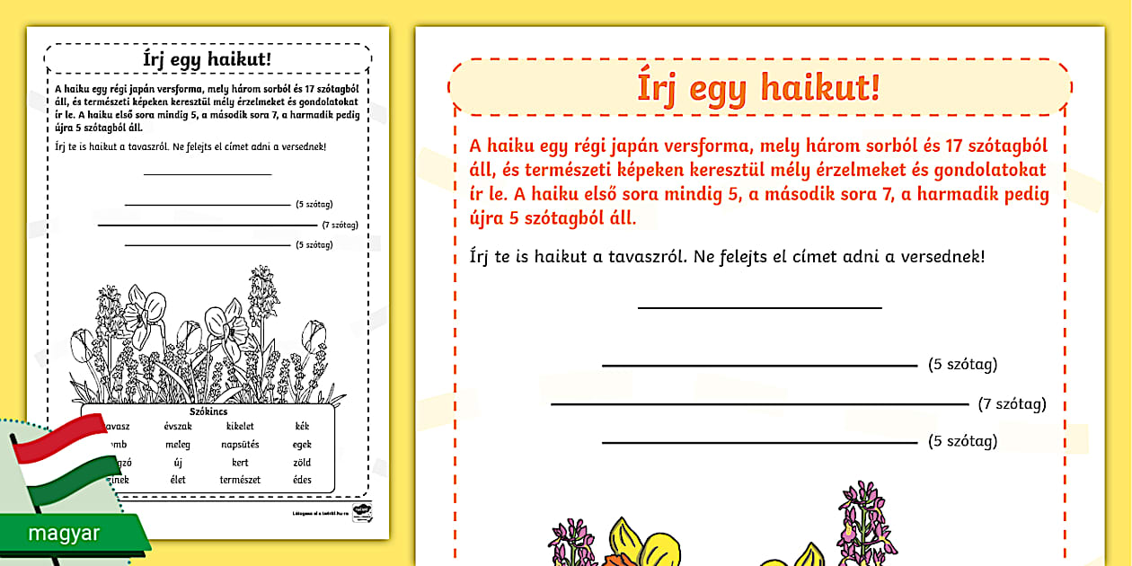 Haiku Vers Feladat Gyerekeknek - Nyomtatható - Twinkl