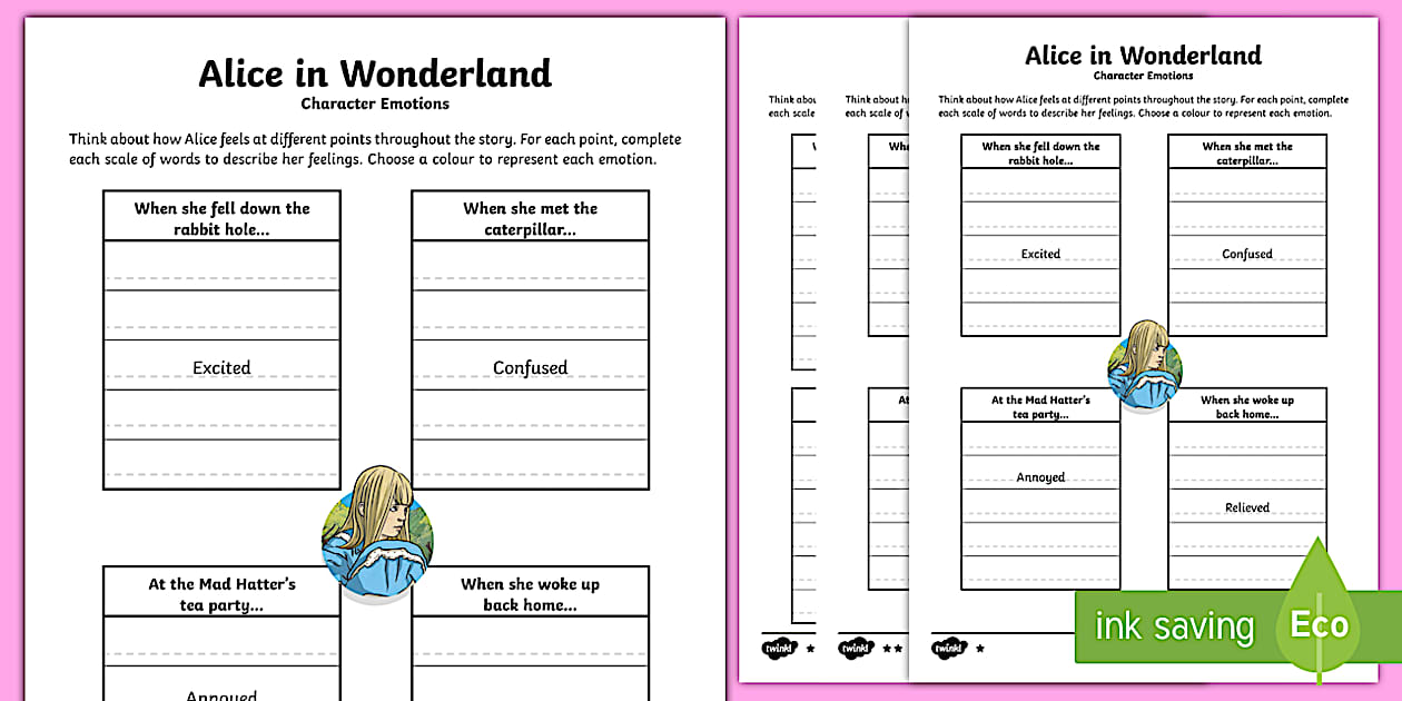 KS2 Alice in Wonderland Worksheets - Character Emotions
