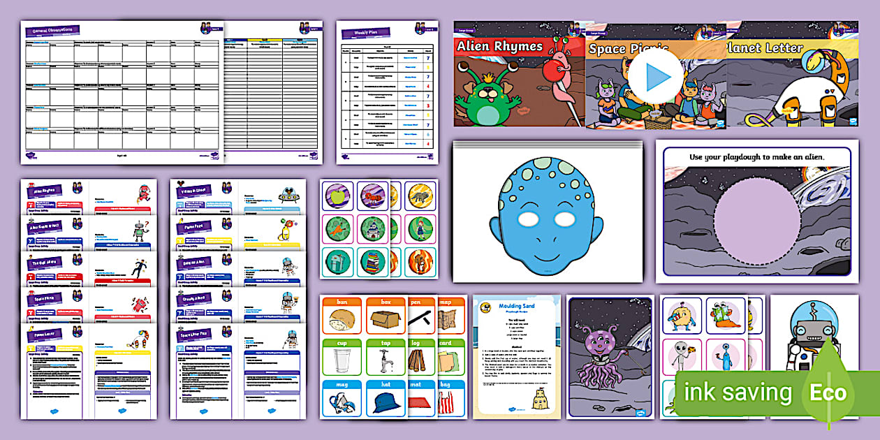 Phonics Level 1 Week 34 Aliens Weekly Lesson Pack - Twinkl