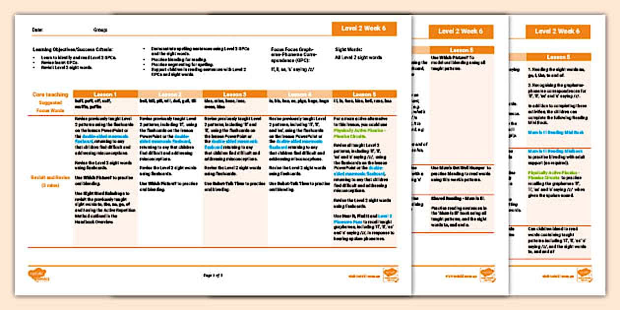 Level 2: Week 6: Lesson Plan (profesor hizo) - Twinkl
