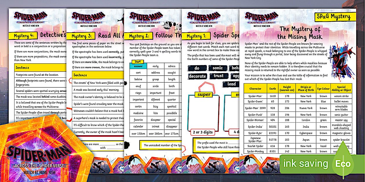 FREE! - Spider-Man™: SPaG Problem-Solving Mystery Game [Ages 7-9]