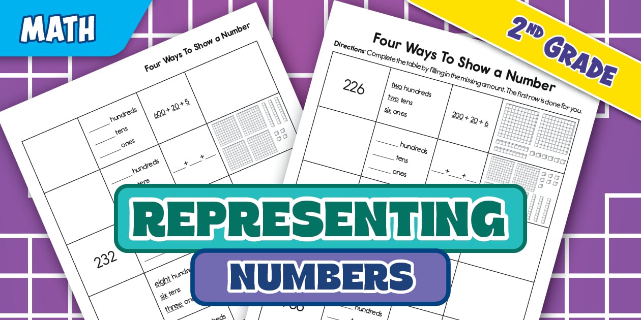 Second Grade Four Ways To Show a Number Worksheet - Twinkl