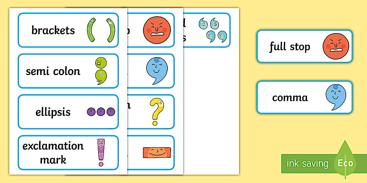 Punctuation Word Cards (teacher made) - Twinkl
