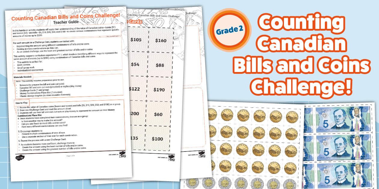 Money Math Centre: Counting Bill and Coin Combinations Up to $200