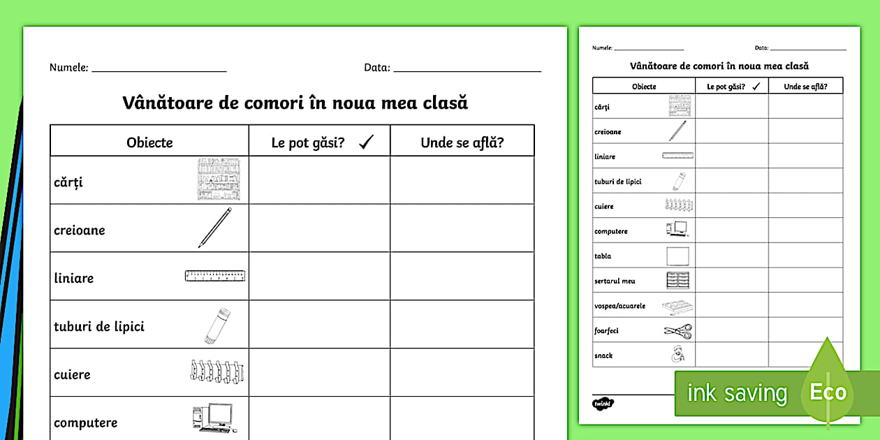 La vânătoare de comori în noua clasă – Activitate