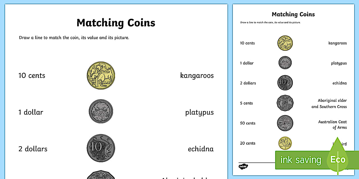 Editable Matching Coins Worksheet (Teacher-Made) - Twinkl