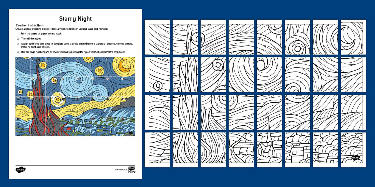 Starry Night Collaborative Art | Art Resource | Twinkl USA