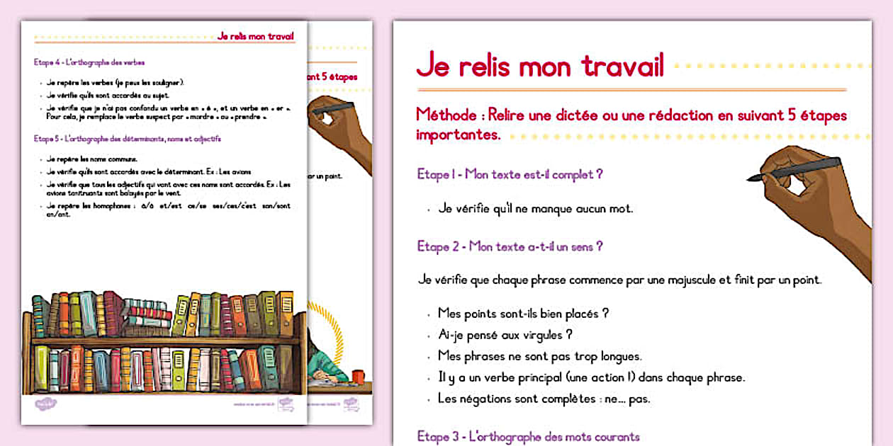 Je relis mon travail (teacher made) - Twinkl