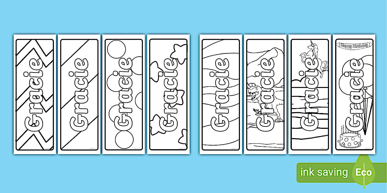 Gracie Name Simple Colouring Bookmarks (Teacher-Made)