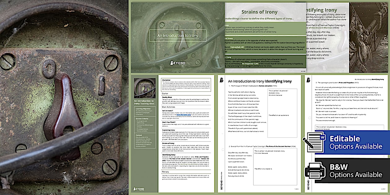 Literary Devices | Irony Lesson Pack | Beyond English