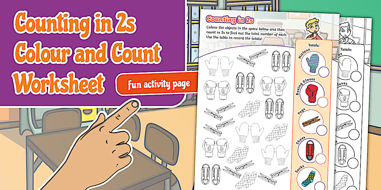Counting in 2s Colour and Count Worksheet