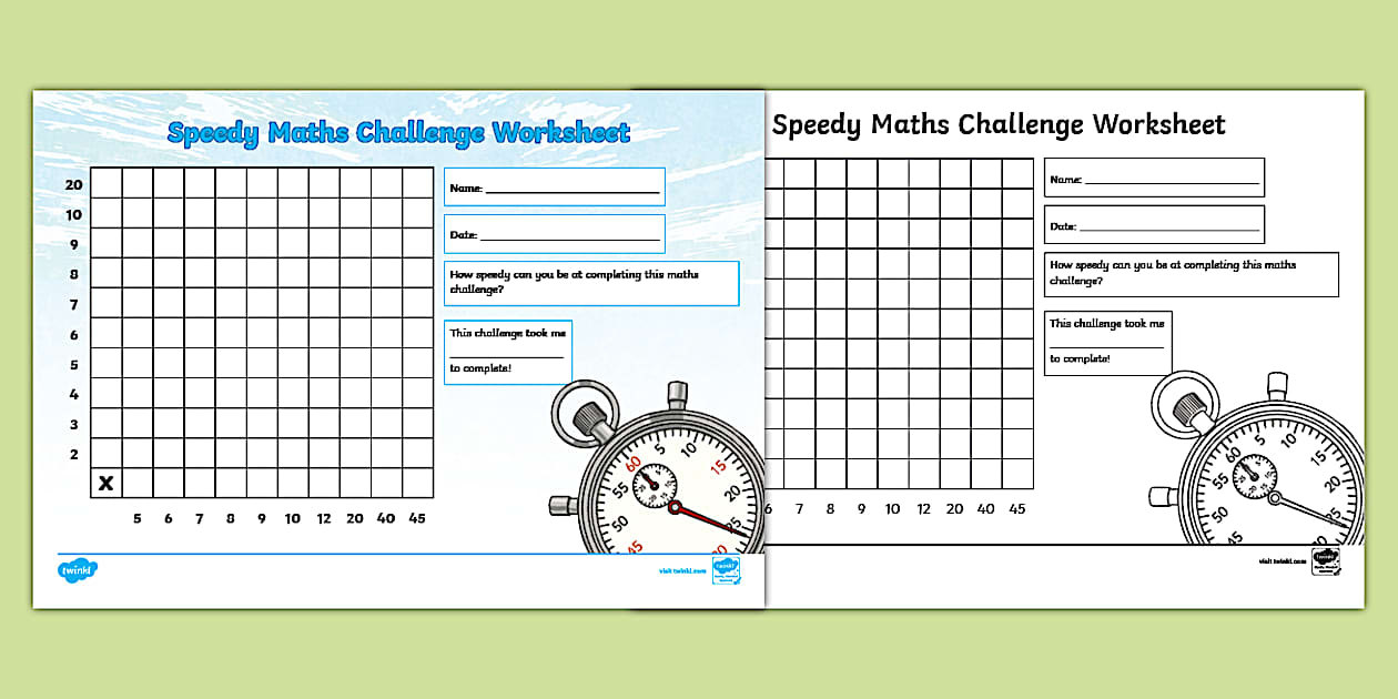 Speedy Maths Challenge Worksheet (teacher made) - Twinkl