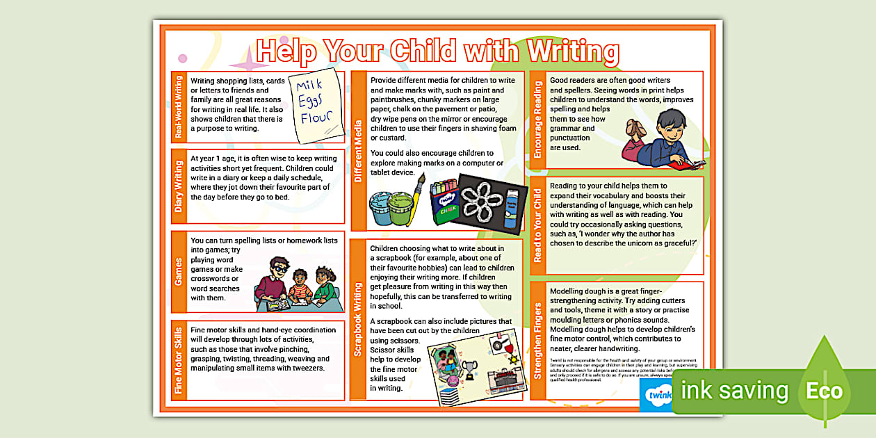 Year 1 Help Your Child with Writing Poster for Parents