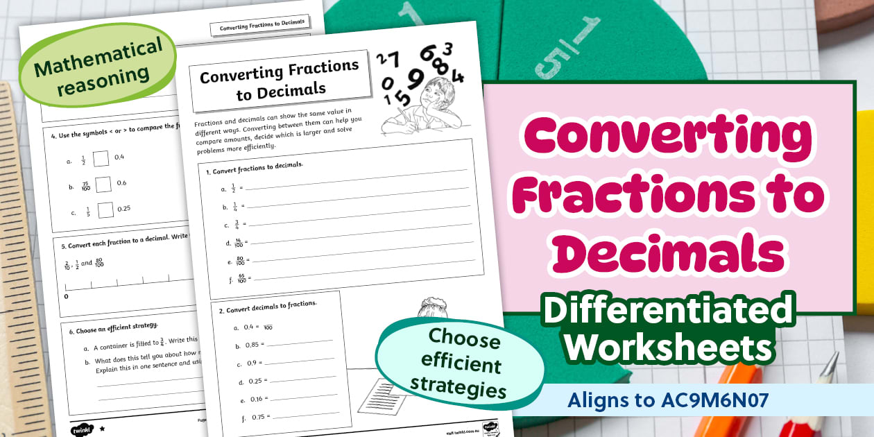 Year 6 Maths Worksheets: Converting Fractions to Decimals