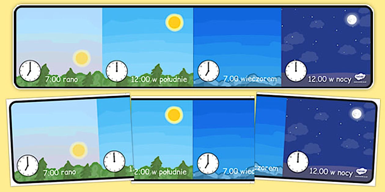 Materiały na gazetkę Dzień i noc po polsku - Twinkl