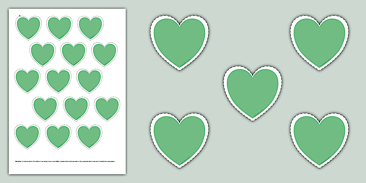 Green Heart Display Cut Outs (teacher made) - Twinkl