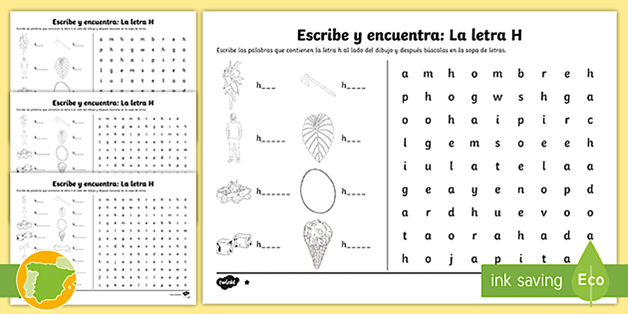 Sopa de letras: la h (teacher made) - Twinkl