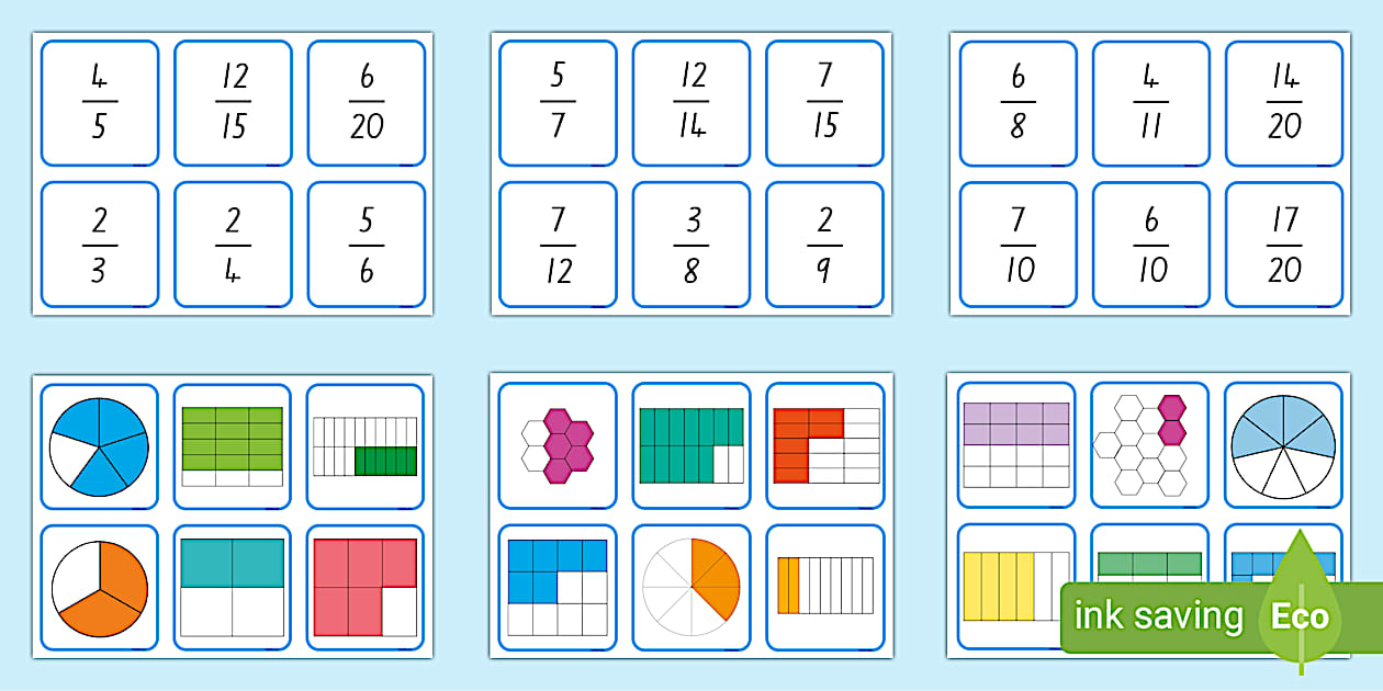 Fractions Number, Picture and Word Matching Cards - Twinkl