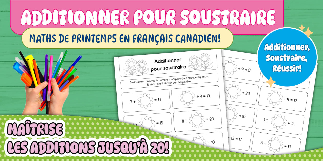 Spring Math Addends to 20 French