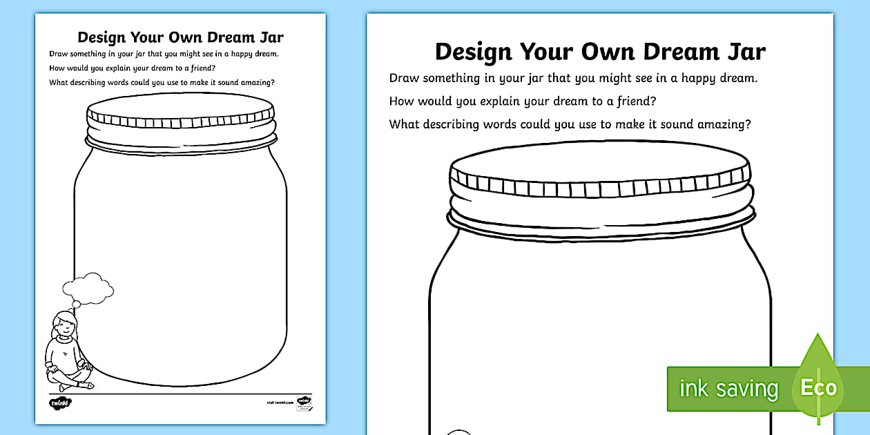 Editable Design Your Own Dream Jar Worksheet - Twinkl