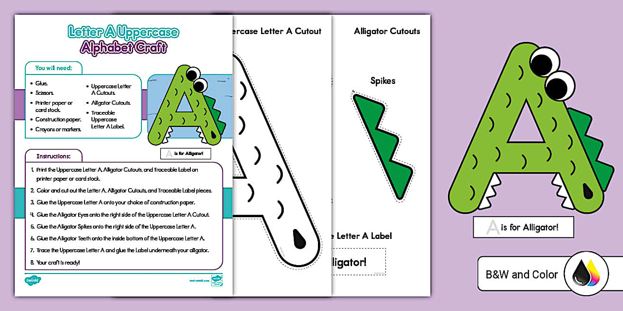 Letter A Uppercase Alphabet Craft (teacher made) - Twinkl