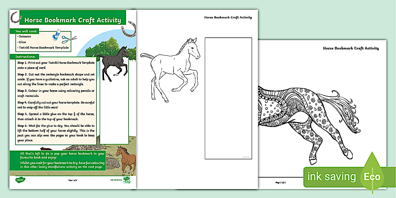 Horse Bookmark Craft | Twinkl | KS1 | Crafts | Reading Books