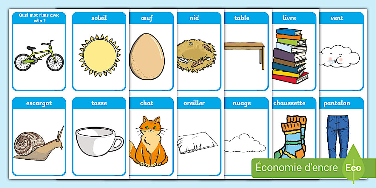 Flashcards - cartes - rimes - maternelle - Twinkl