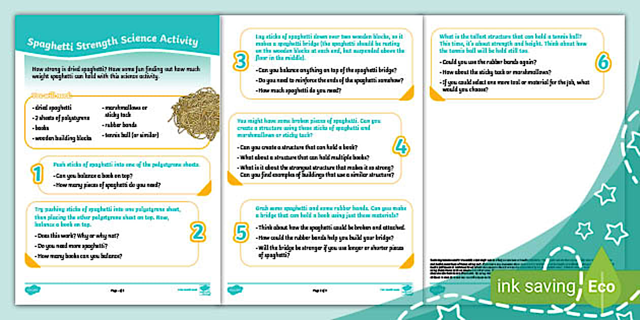 Spaghetti Strength Science Activity (teacher made) - Twinkl