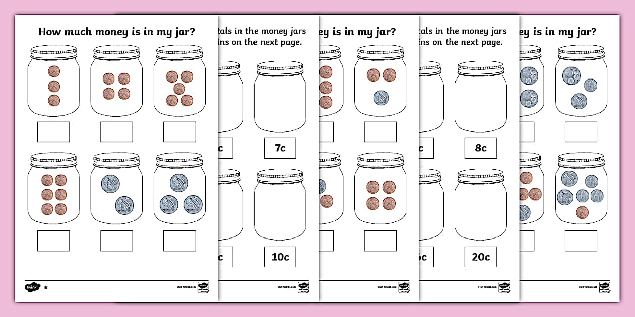 How Much Money Is in My Jar? Trinidad and Tobago Coins Worksheets