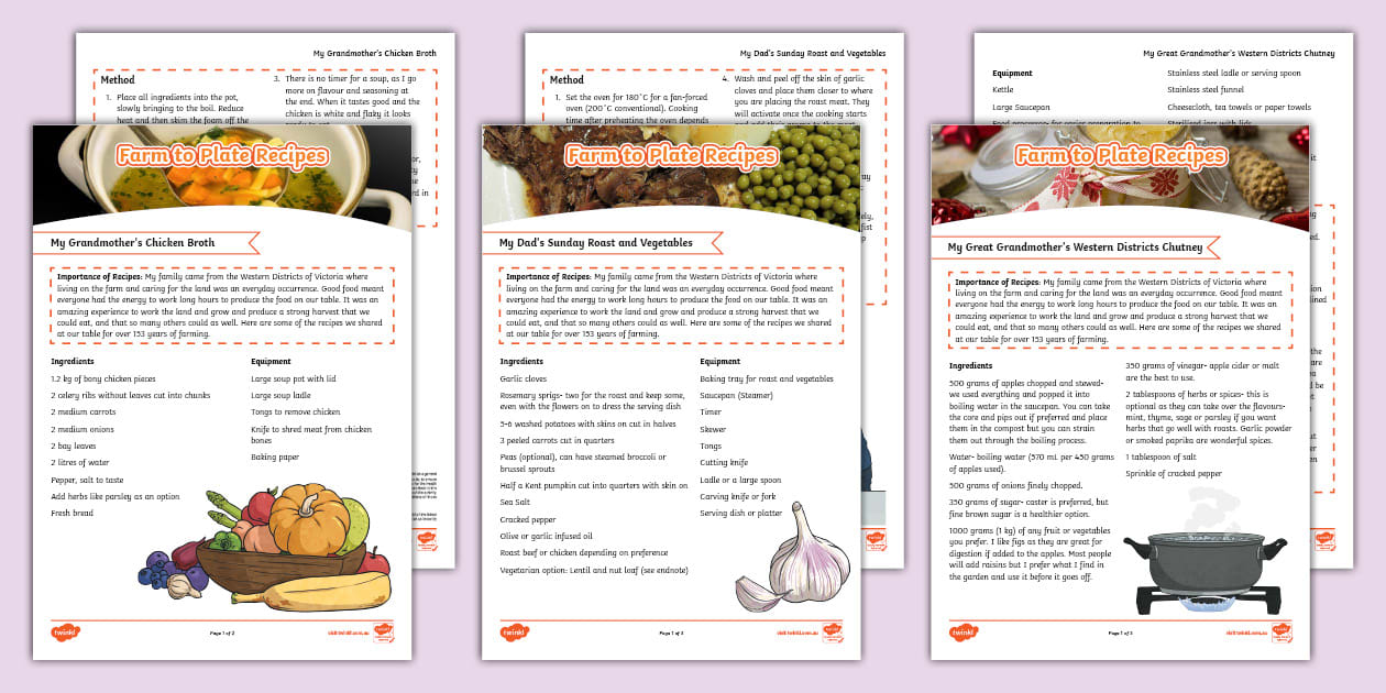 Farm to Plate Recipes Pack
