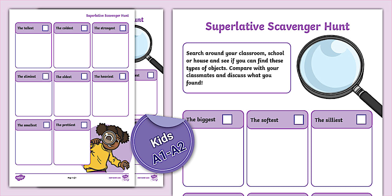 ESL Superlative Scavenger Hunt (creat de profesori) - Twinkl