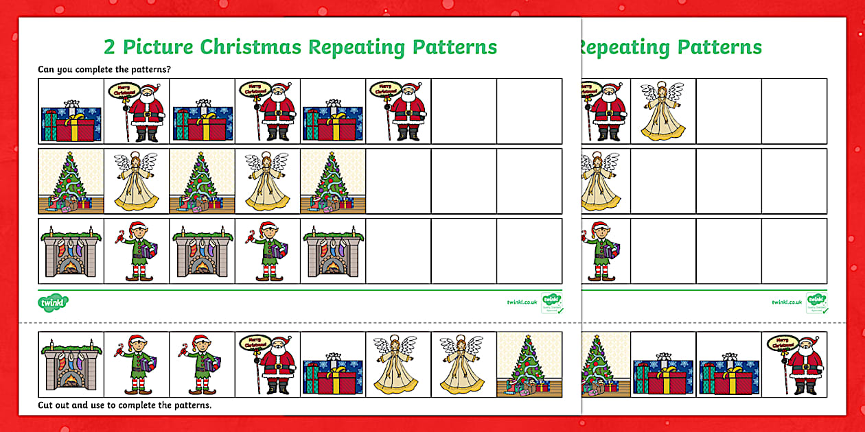 Christmas Picture Repeating Patterns Worksheet / Worksheets