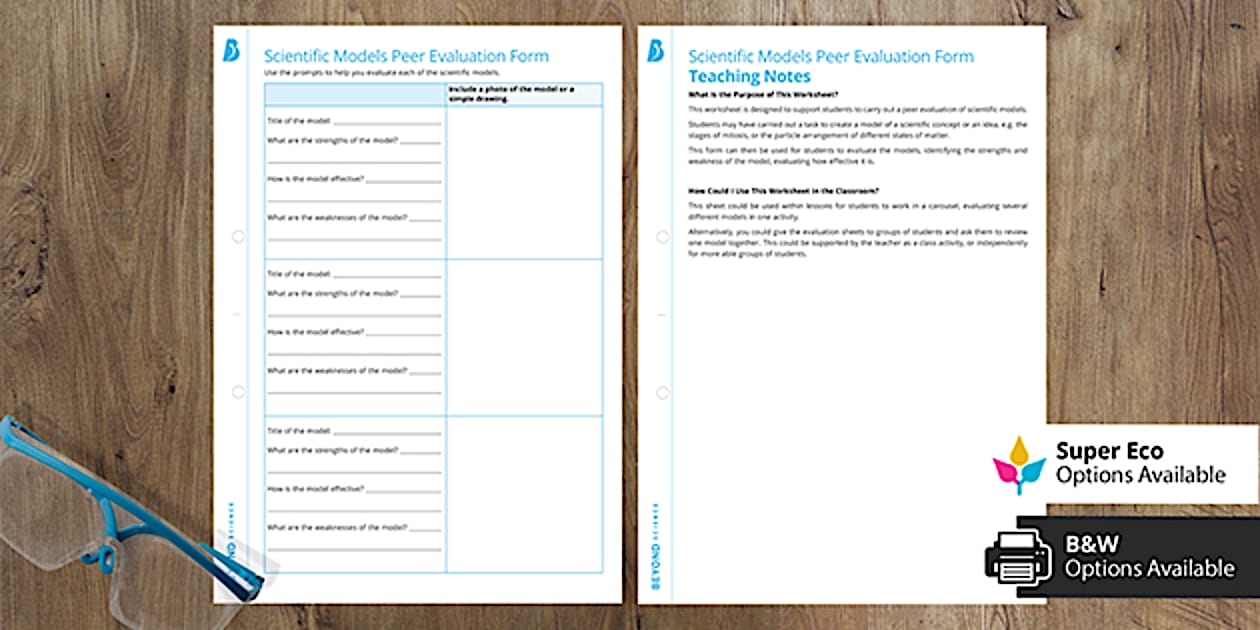 Scientific Models Peer Evaluation Form | Beyond - Twinkl