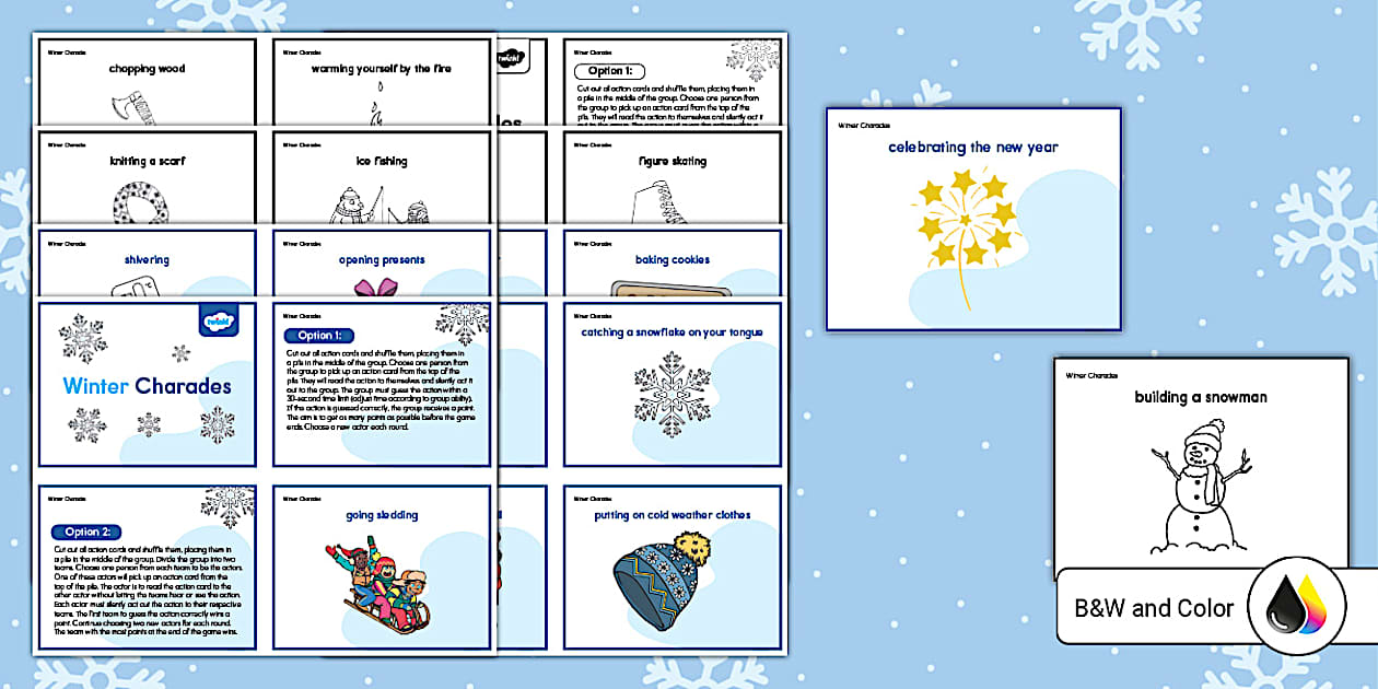 Winter Charades (teacher made) - Twinkl