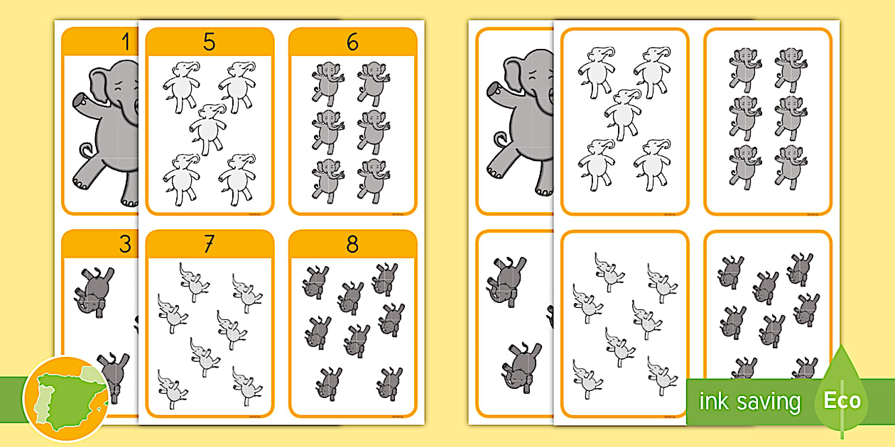 Tarjetas de secuenciar de cuento: Un elefante se balanceaba: ordenar 1-10