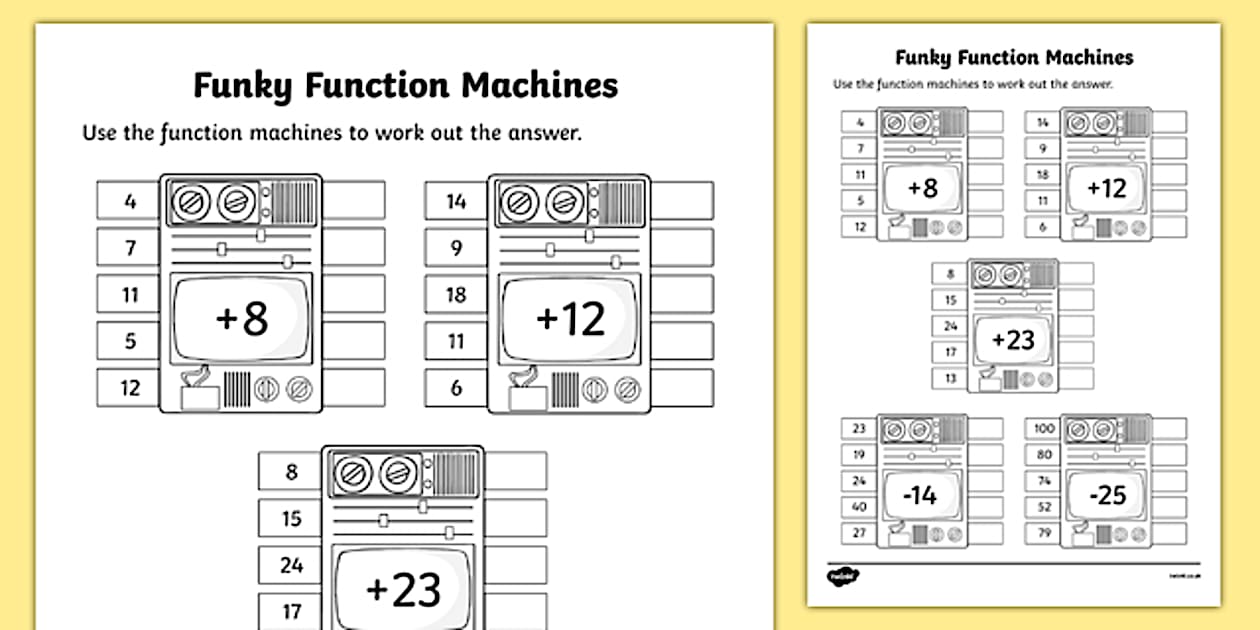 Funky Function Machine Worksheet - Twinkl