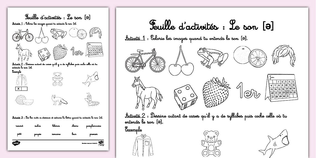 Feuille d'activités : Le son [ə] (l'enseignant a fait)
