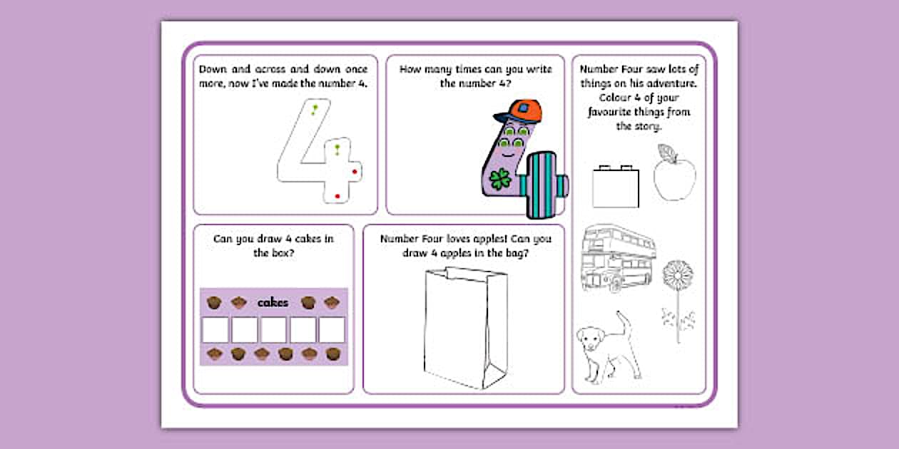👉 The Adventures of Number Four Activity Mat - Twinkl