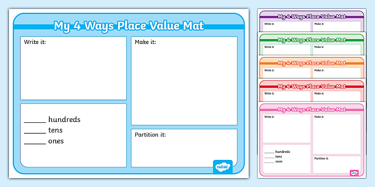 Place Value Mats 3-digit Numbers (teacher made) - Twinkl
