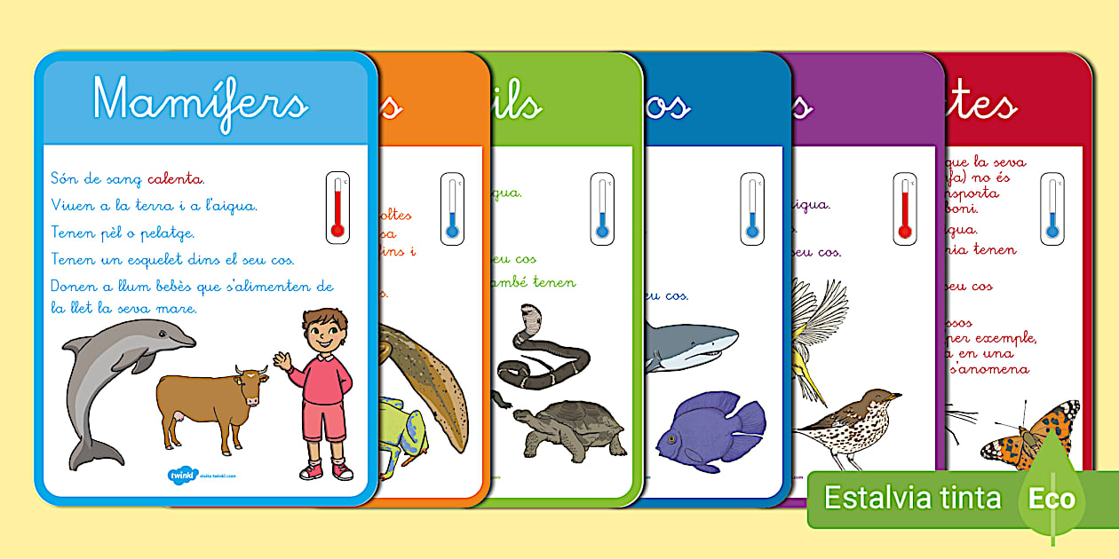 Pòsters: Classificació i grups d'animals