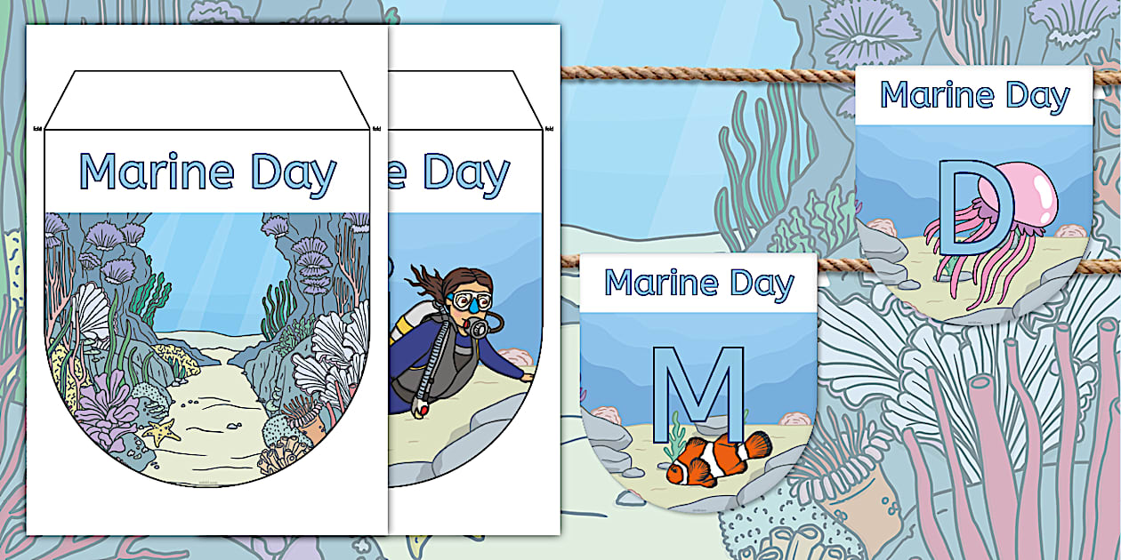 Marine Day Display Bunting (l'enseignant a fait) - Twinkl