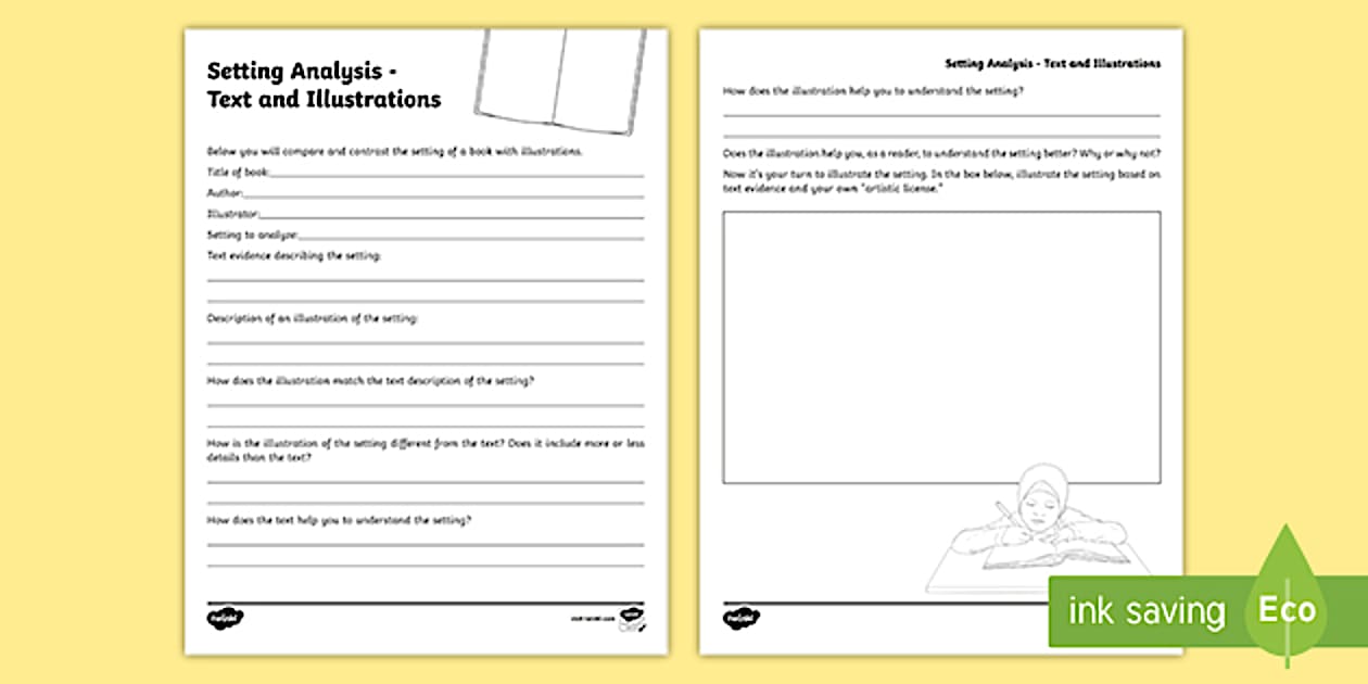 Setting Analysis Text and Illustrations Worksheet - Twinkl