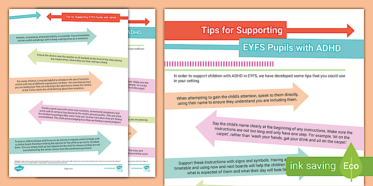 Tips for Supporting EYFS Pupils with ADHD Adult Guidance