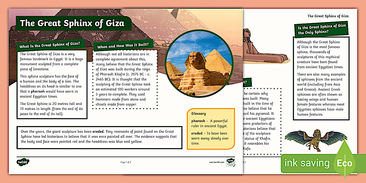 The Great Sphinx of Giza Fact File (Hecho por educadores)