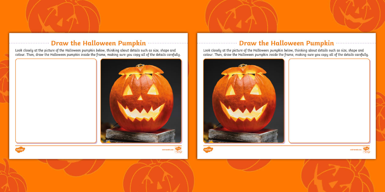 Draw the Halloween Pumpkin Worksheet (teacher made) - Twinkl